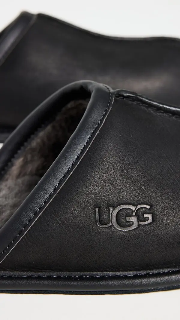 UGG Scuff Leather Slippers - Black