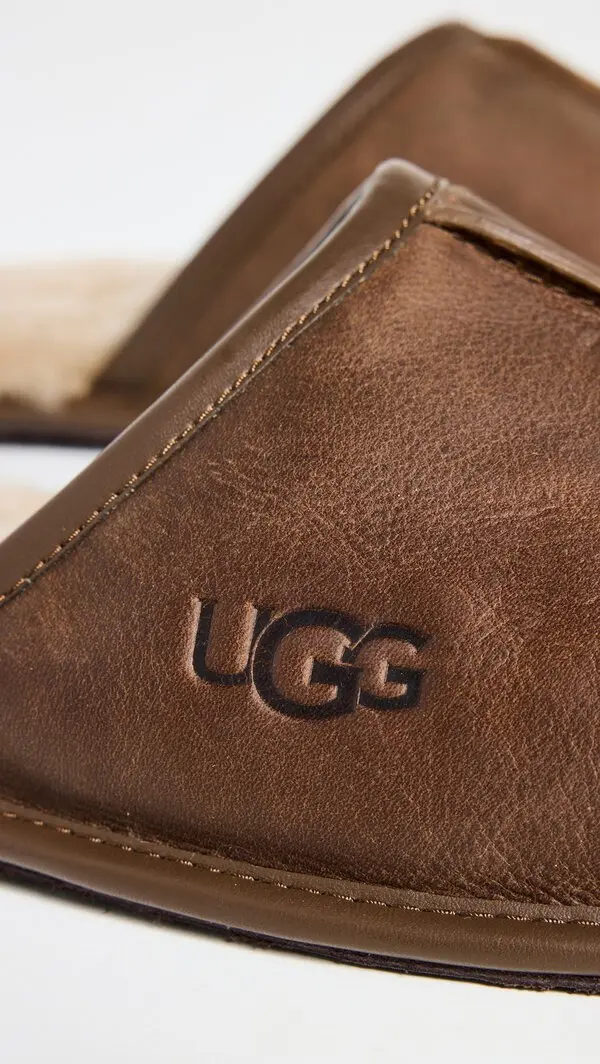 UGG Scuff Leather Slippers - Tan