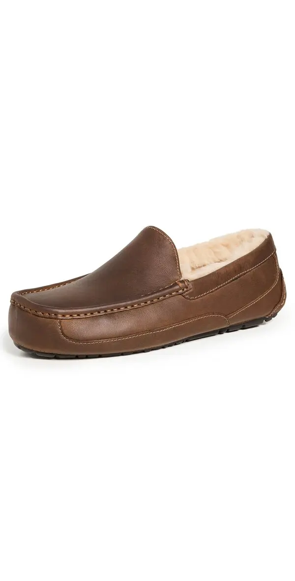 UGG Ascot Leather Slippers - Tan