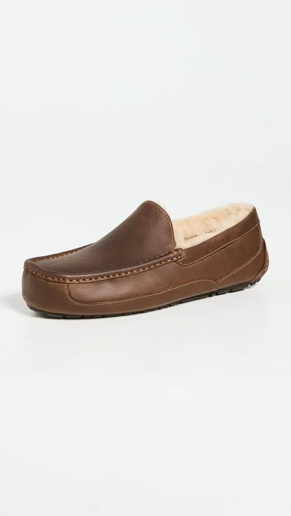 UGG Ascot Leather Slippers - Tan