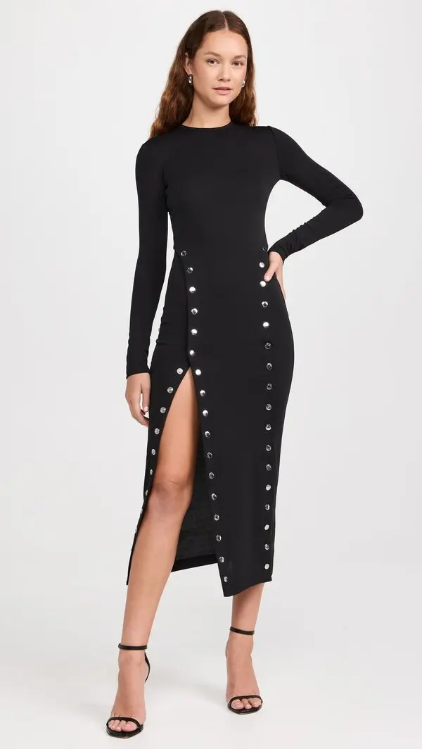 FLEUR DU MAL Midi Dress With Side Snaps