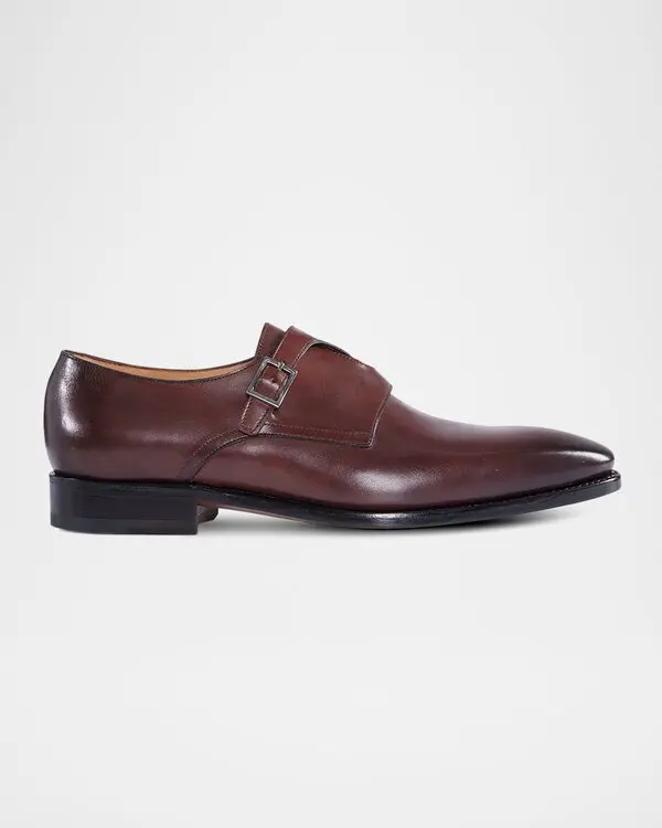 Paul Stuart Samson Leather Monk Strap Loafers - Brown  display picture 3