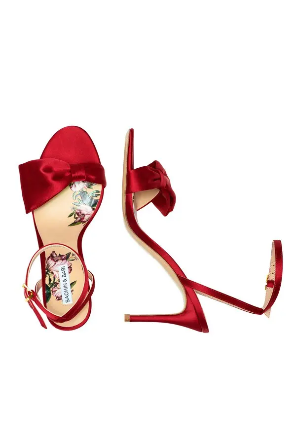 Sachin & Babi Chelsea Obi-bow Open Toe Pumps - Holly Red