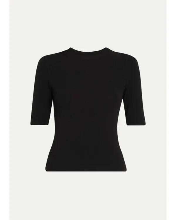 FRAME Ribbed Crewneck Tee - Black