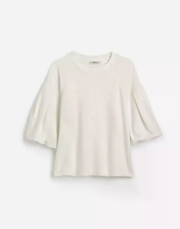 Madewell Puff-sleeve Sweatshirt Tee - Winter White