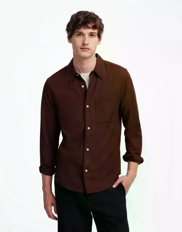 Madewell The Perfect Shirt In Soft Drape Twill - Dark Carob