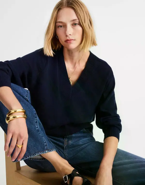 Madewell V-neck Cashmere Sweater - Dark Cosmos