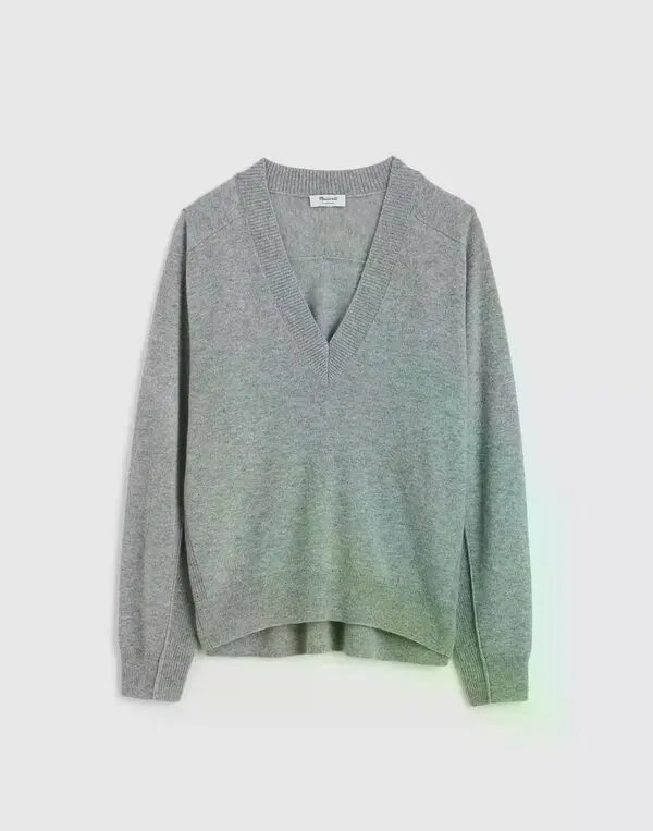 Madewell V-neck Cashmere Sweater - Light Heather Grey