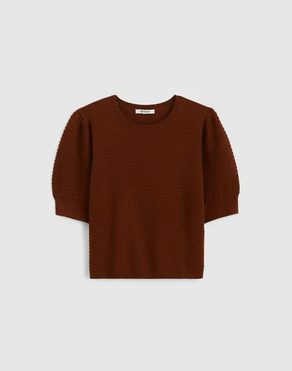 Madewell Merino Wool-silk Blend Puff-sleeve Sweater Tee - Cinnamon