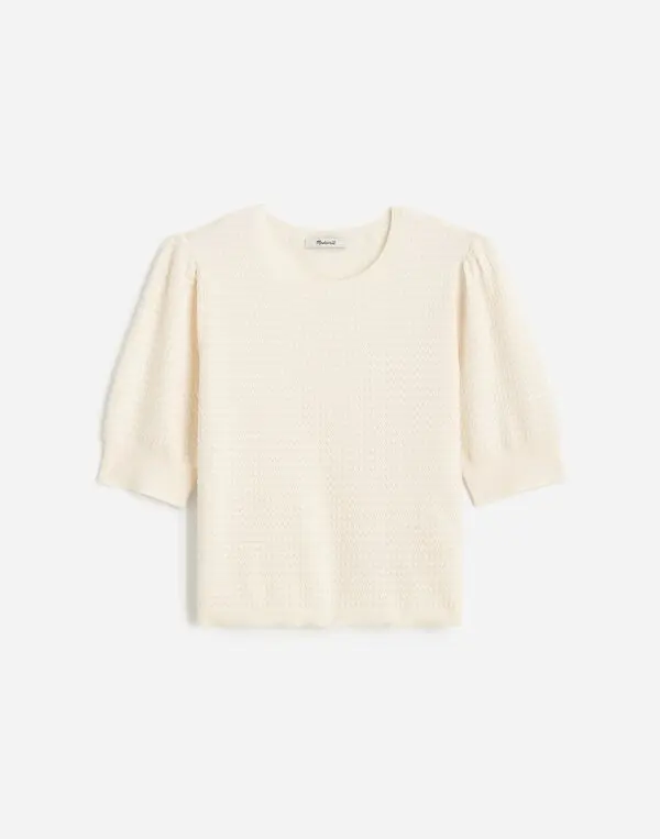 Madewell Merino Wool-silk Blend Puff-sleeve Sweater Tee - Ivory