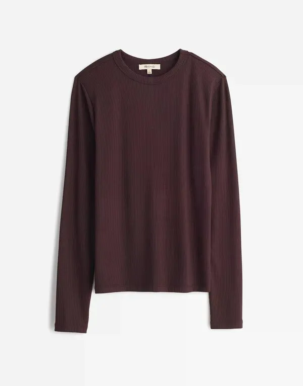 Madewell Drapey Rib Long-sleeve Tee - Dark Carob