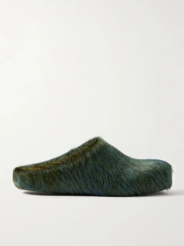 Marni Fussbett Calf Hair Clogs - Blue