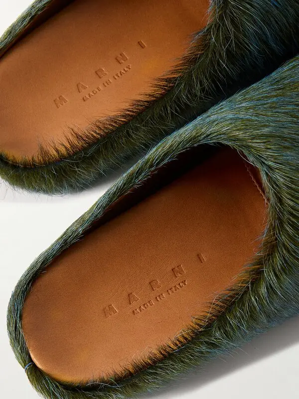 Marni Fussbett Calf Hair Clogs - Blue