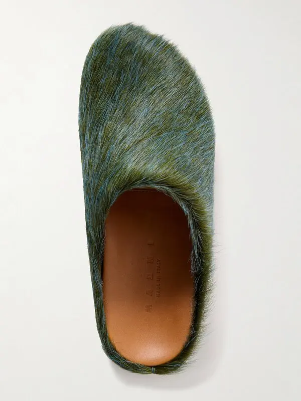 Marni Fussbett Calf Hair Clogs - Blue