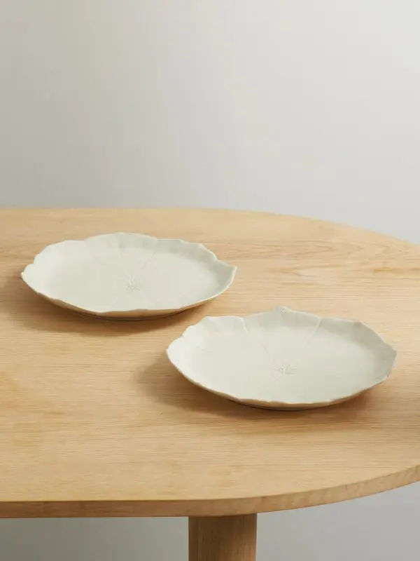 AQUAZZURA CASA Cherry Blossom Set Of Two 28cm Ceramic Dinner Plates - Cream