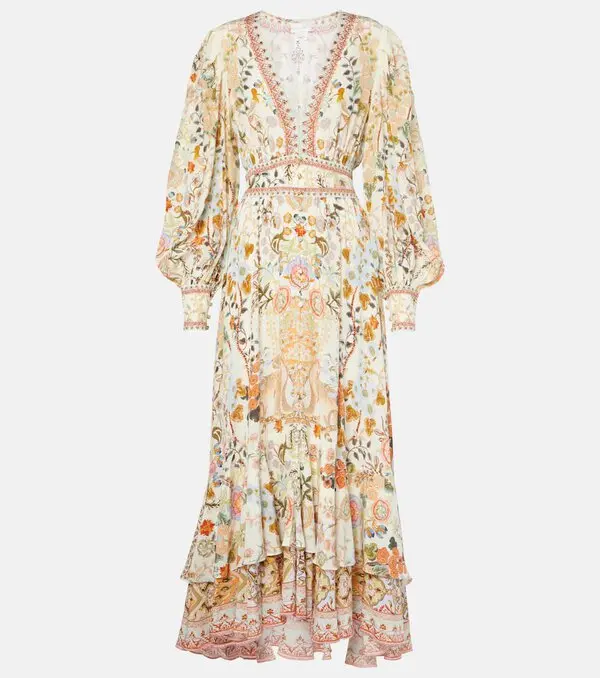 Camilla Printed Tiered Silk Maxi Dress