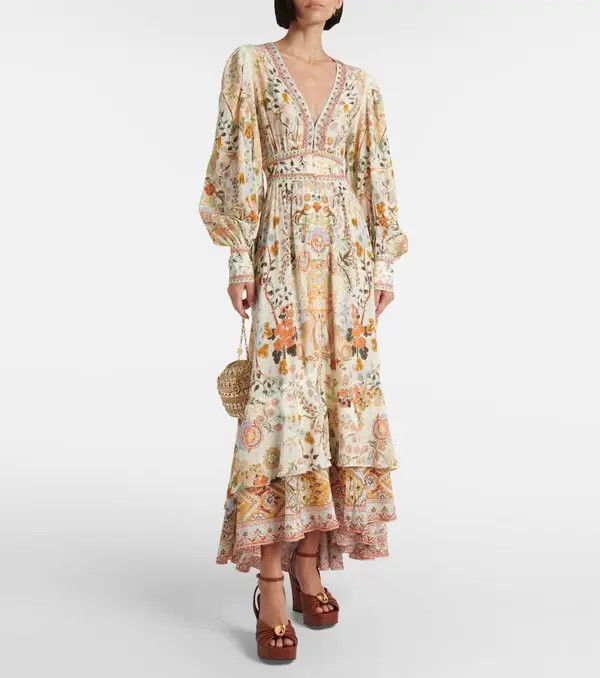 Camilla Printed Tiered Silk Maxi Dress