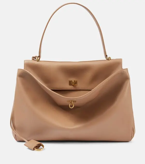 Balenciaga Rodeo Large Leather Shoulder Bag - Beige