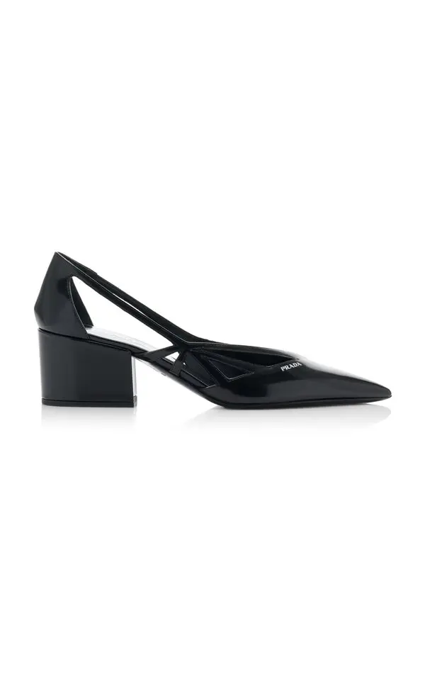 Prada Cutout Leather Pumps - Black