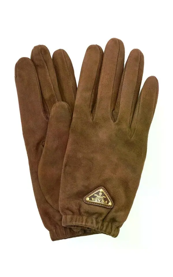Prada Suede Sheepskin Gloves - Brown