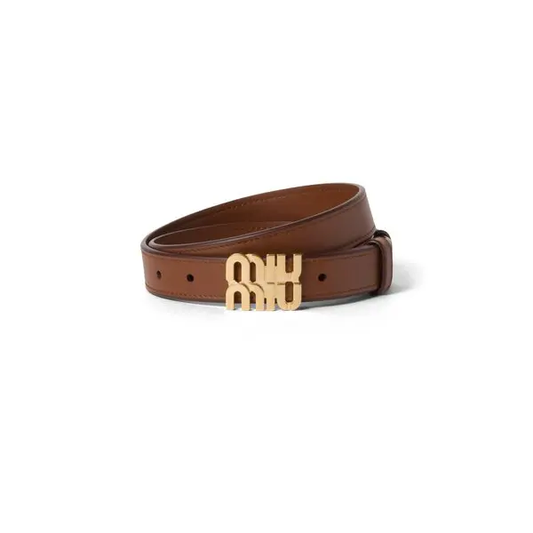 Miu Miu Leather Belt - Tobacco