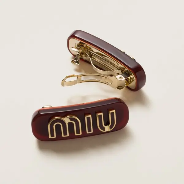Miu Miu Plexiglas And Metal Hair Clips