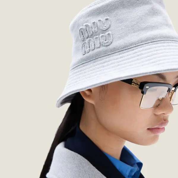 Miu Miu Cotton Fleece Bucket Hat - Grey | Editorialist display picture 2