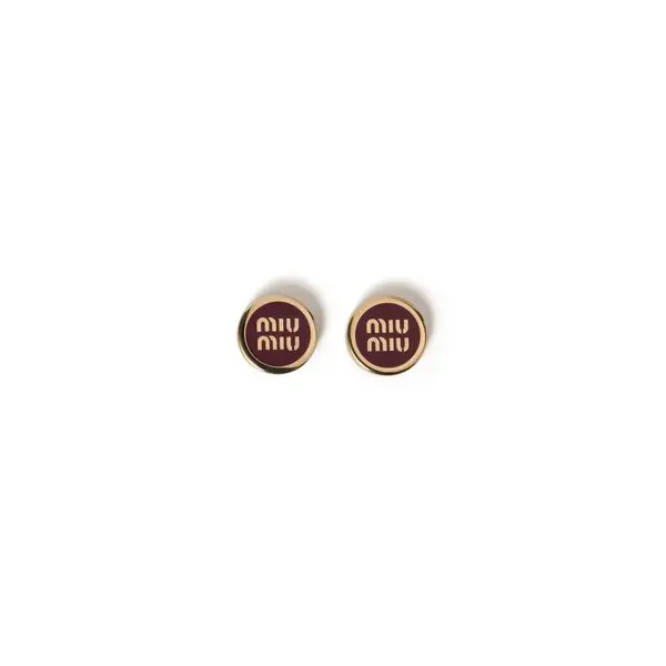 Miu Miu Enameled Metal Earrings - Amaranth Red