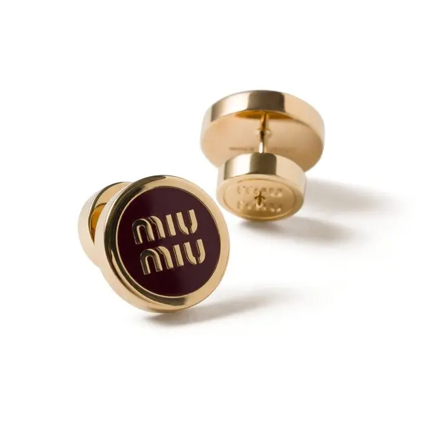 Miu Miu Enameled Metal Earrings - Amaranth Red