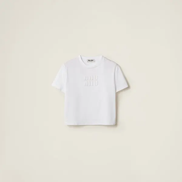 Miu Miu Cotton Jersey T-Shirt - White | Editorialist