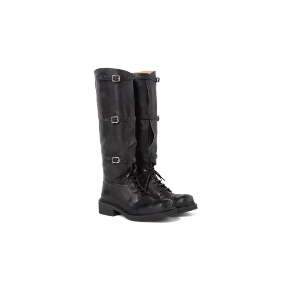 Miu Miu Leather Lace-up Boots - Black