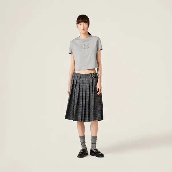 Miu Miu Cotton Jersey T-Shirt - Grey | Editorialist