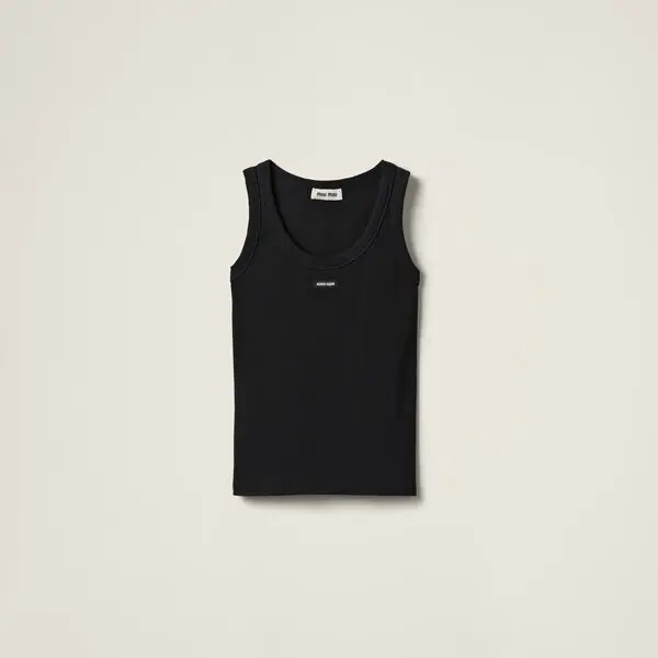 Buy Miu Miu Ribbed Knit Tank Top - Black At 33% Off | Editorialist