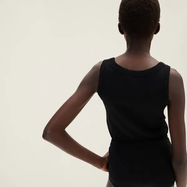 Miu Miu Ribbed Knit Tank Top - Black | Editorialist