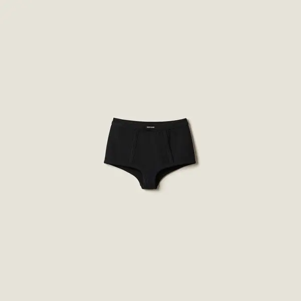 Miu Miu Ribbed Knit Boxer Shorts - Black