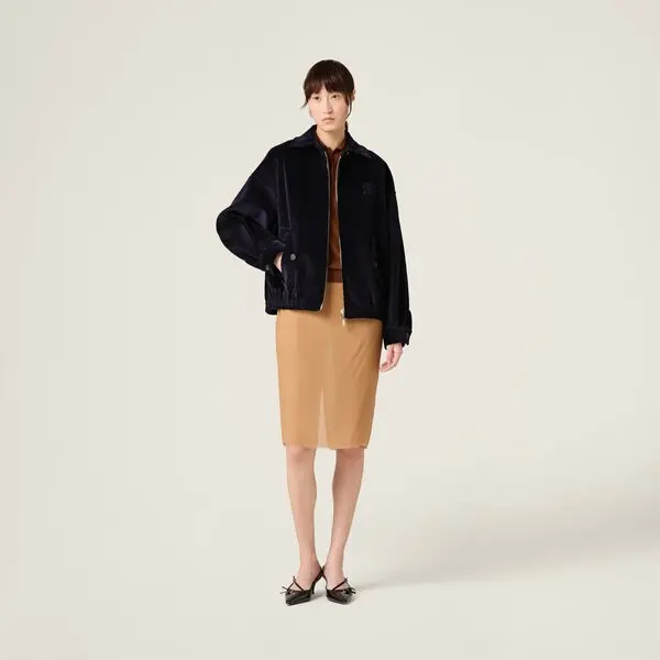 Miu Miu Corduroy Blouson Jacket - Navy | Editorialist