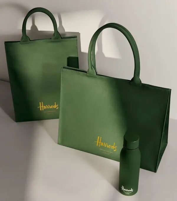 Harrods Large Cotton Logo Tote Bag - Green