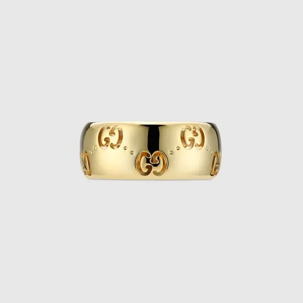 Gucci Icon 18k Gg Wide Ring - Yellow Gold