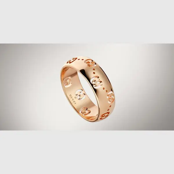 Gucci Icon 18k Gg Ring - Rose Gold