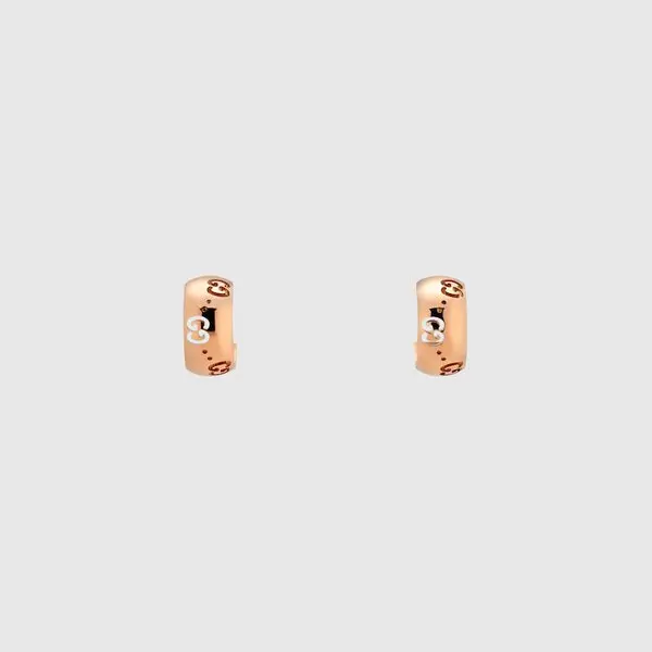 Gucci Icon 18k Gg Hoop Earrings - Rose Gold