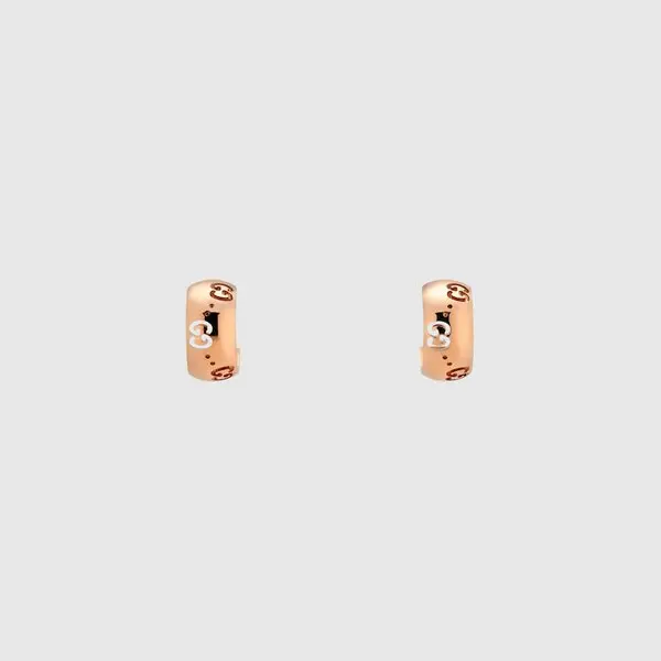 Gucci Icon 18k Gg Hoop Earrings - Rose Gold