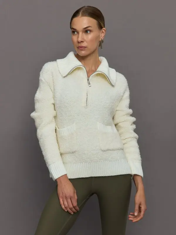 Carbon38 Half Zip Boucle Pullover