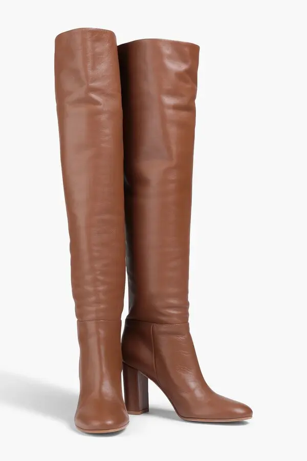 GIANVITO ROSSI Leather Knee Boots - Tan