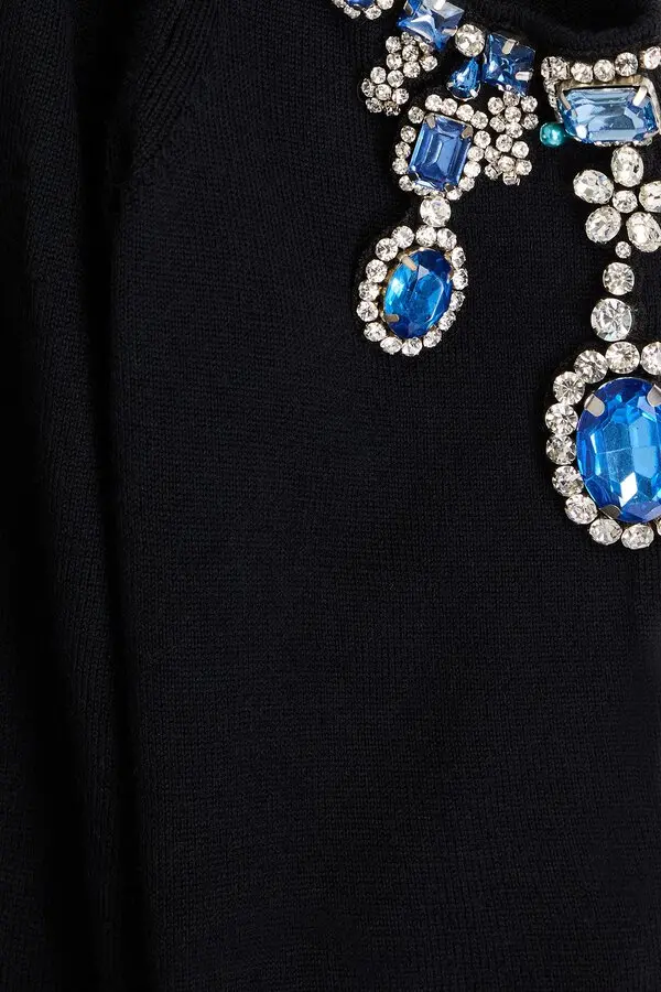 Moschino Cold-shoulder Crystal-embellished Wool Dress