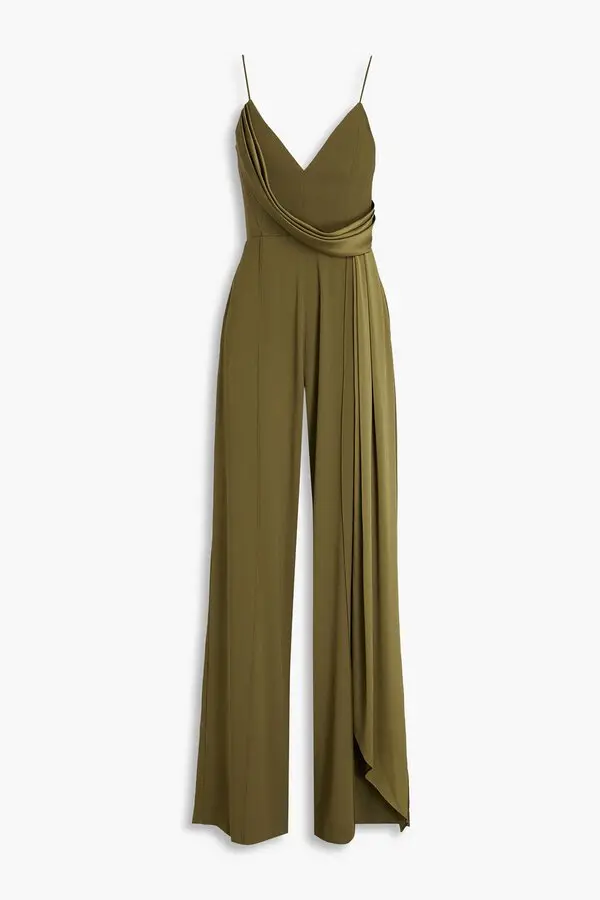 Alex Perry Harlow Draped Satin-crepe Jumpsuit - Army Green