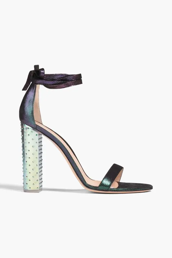 GIANVITO ROSSI Embellished Iridescent Leather Sandals