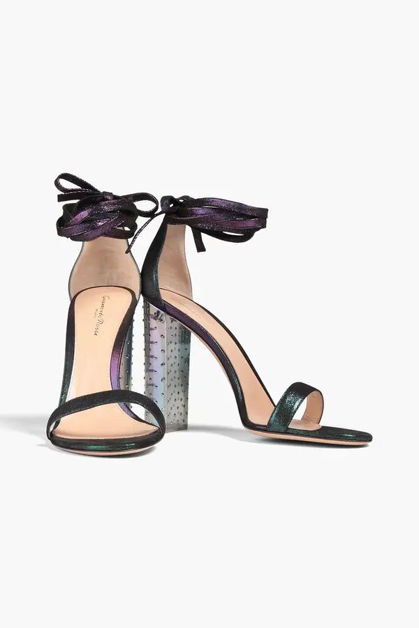 GIANVITO ROSSI Embellished Iridescent Leather Sandals