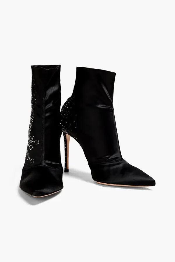 GIANVITO ROSSI Embellished Stretch-satin Sock Boots