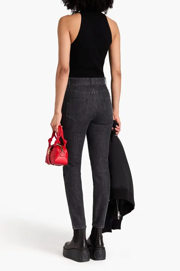 Moschino Button-embellished Slim-leg Jeans