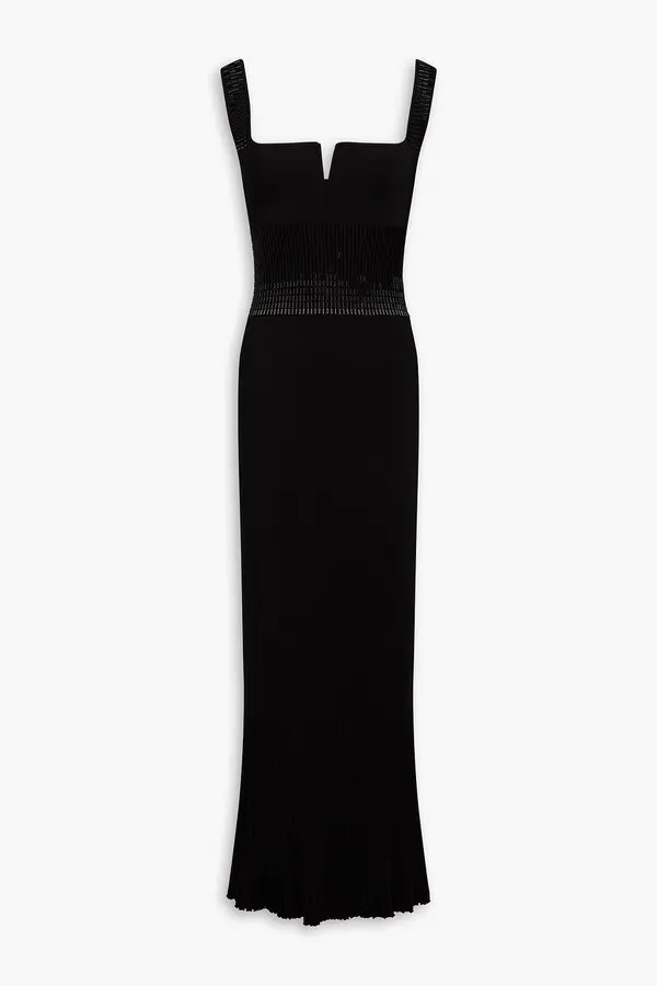 Galvan Atalanta Bead-embellished Knitted Maxi Dress
